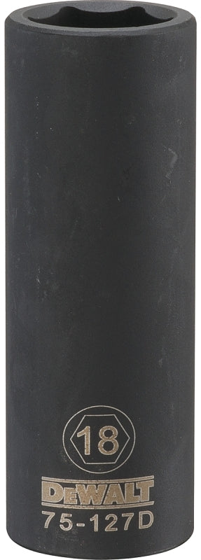 DEWALT DWMT75127OSP Deep Impact Socket, 18 mm Socket, 1/2 in Drive, 6 ...