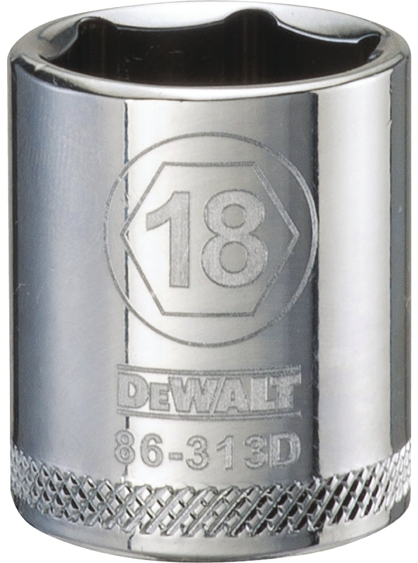 DEWALT DWMT86313OSP Drive Hand Socket, 18 mm Socket, 3/8 in Drive, 6-P ...