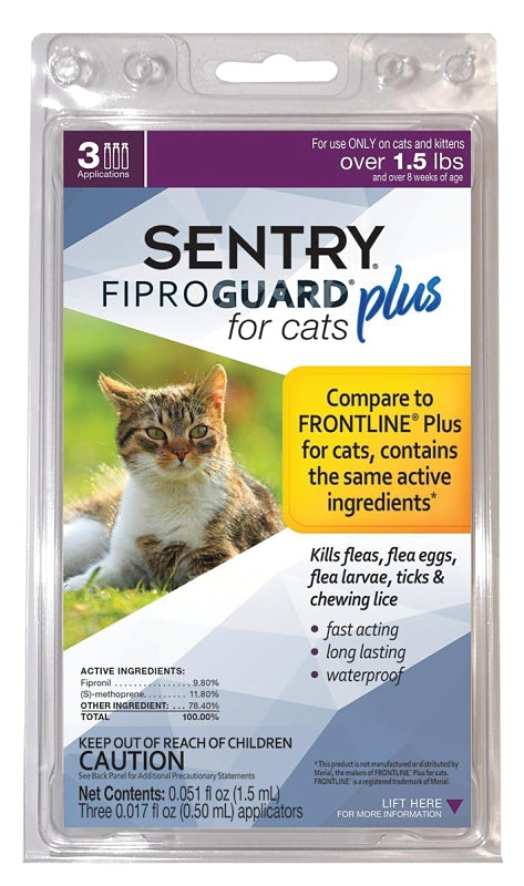 Sentry Fiproguard Plus 03164 Flea and Tick Squeeze-On, Liquid, Pleasan ...