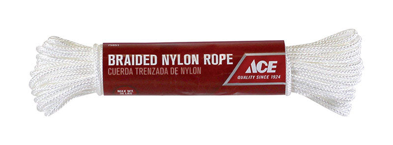 Ace 1/8 in. Dia. x 48 ft. L Braided Nylon Rope White – Shell Lumber and ...
