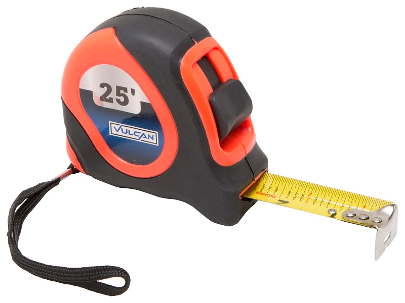 Vulcan 26-7.5X25-R Tape Measure, 25 ft L Blade, 1 in W Blade, Steel Bl ...