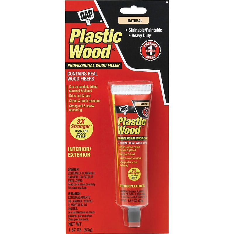 DAP 21510 Wood Filler, Paste, Strong Solvent, Natural, 1.87 oz Tube, P ...