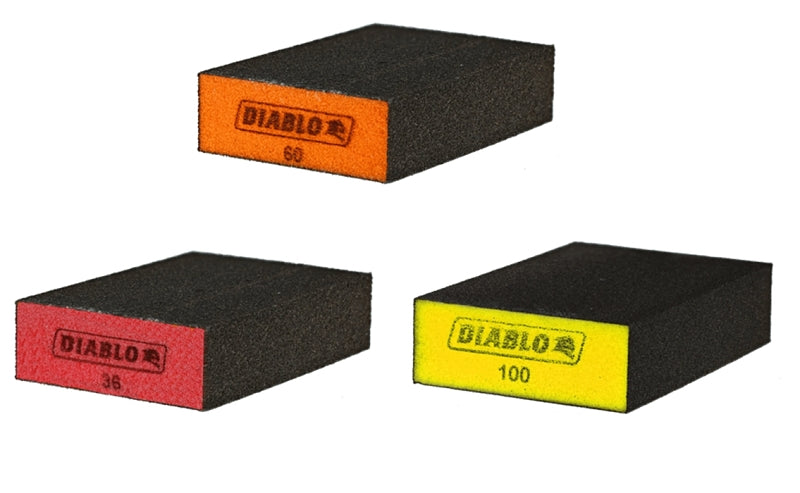 Diablo ENDURA-BOND DFBBLOCAST03G Flat Edge Sanding Block, 4 in L, 2-1 ...