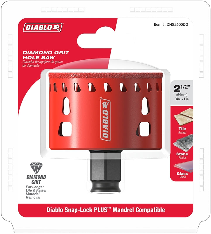 Diablo DHS2500DG Diamond Grit Hole Saw, 2-1/2 in Dia – Shell Lumber and ...