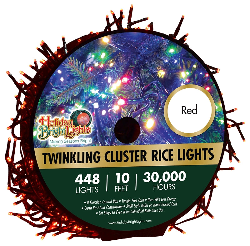 Holiday Bright Lights LED-3MCR448-GRD Cluster Rice Light Set, 448-Lamp ...
