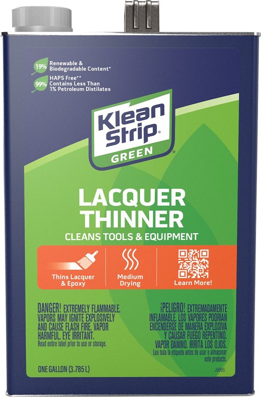 Klean Strip GKGL75008 Lacquer Thinner, Liquid, Water White, 1 gal Can ...