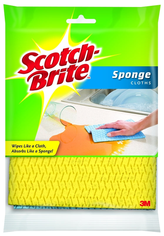 Scotch-Brite 9055 Sponge Cloth, 7.8 in L, 6.8 in W, Cellulose, Blue ...