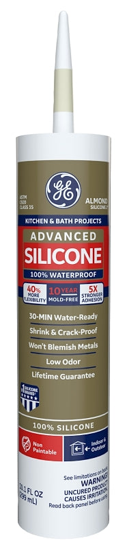 GE Advanced Silicone 2 2816707 Kitchen & Bath Sealant, Almond, 24 hr C ...