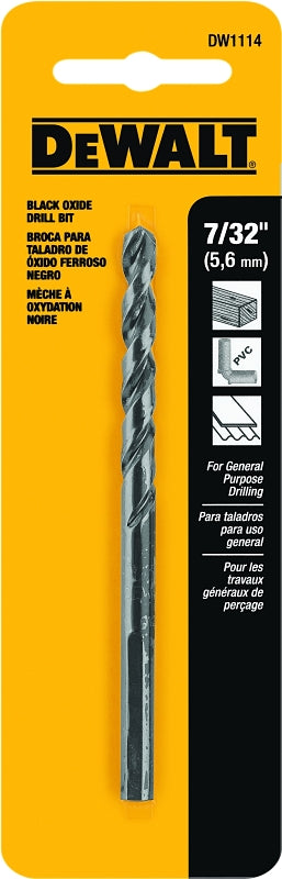 DEWALT DW1114 Jobber Drill Bit, 7/32 in Dia, 3-3/4 in OAL, Parabolic F ...