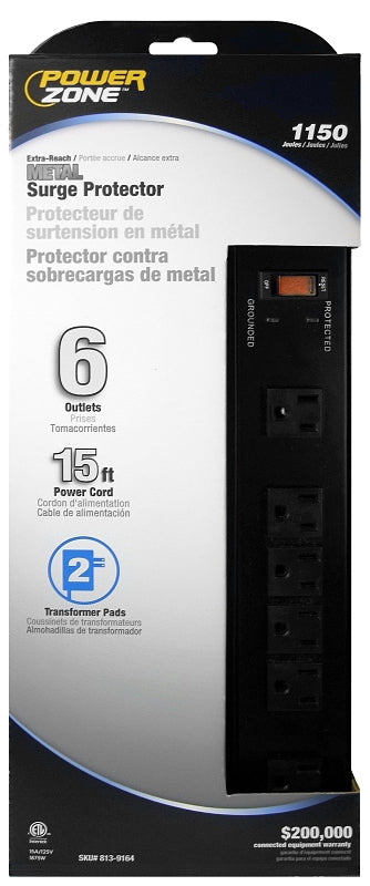 PowerZone OR802135 Surge Protector Power Strip, 125 V, 15 A, 6-Outlet ...