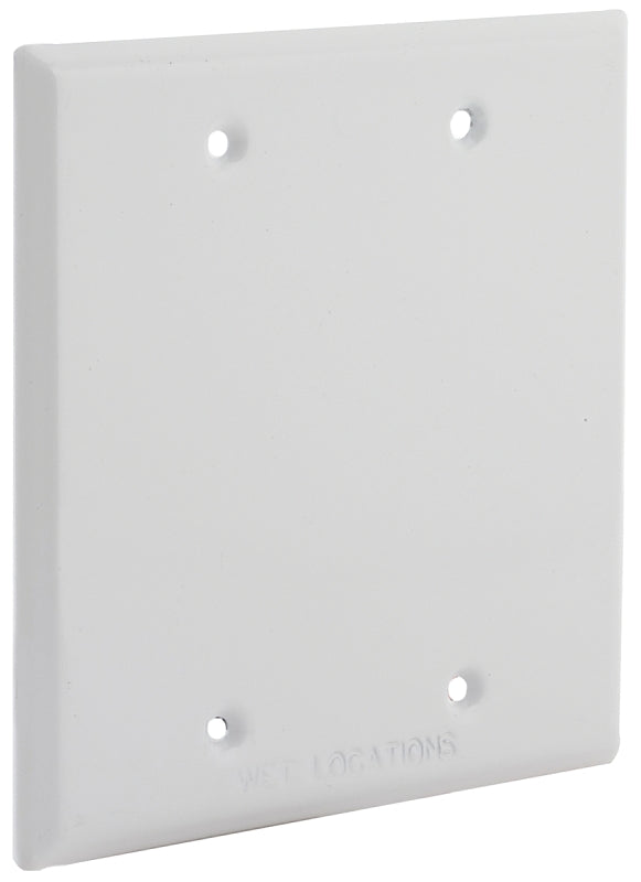 Hubbell 5175-1 Cover, 4-1/2 in L, 4-1/2 in W, Metal, White, Powder-Coa ...