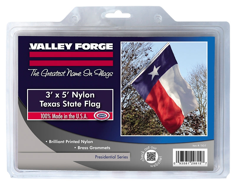 Valley Forge TX3 Texas Flag, 3 ft W, 5 ft H, Nylon – Shell Lumber and ...