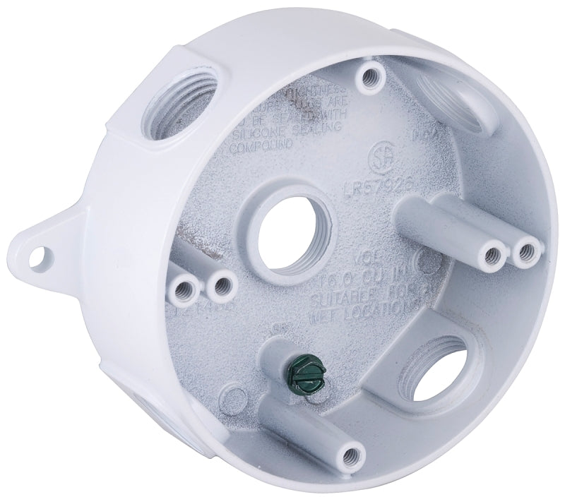 Hubbell 5361-1 Weatherproof Box, 5-Outlet, Aluminum, White, Powder-Coa ...