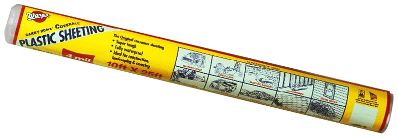 Warp's 4CH10 Poly Film, 25 ft L, 10 ft W, 4 mil Thick, Clear, Pack of ...