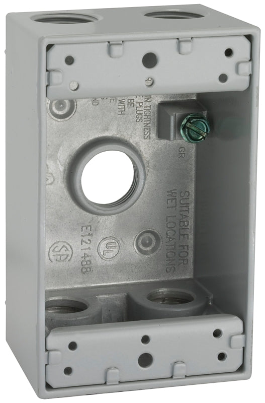 Hubbell 5322-0 Weatherproof Box, 18.3 cu-in, 5-Outlet, 1-Gang, Powder ...