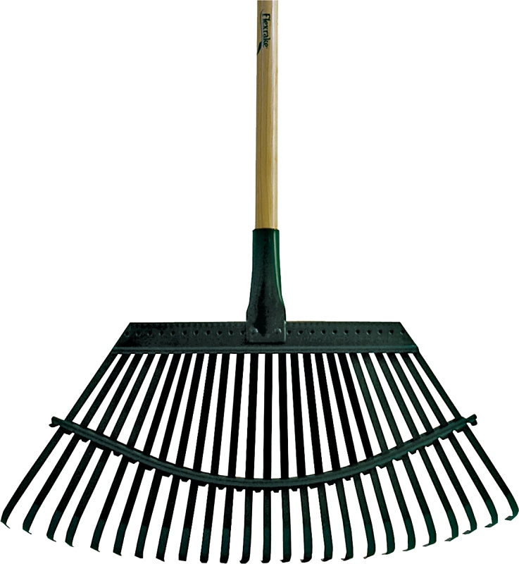 Flexrake 1W Lawn Rake, Steel Tine, 25-Tine, Wood Handle, 48 in L Handl ...