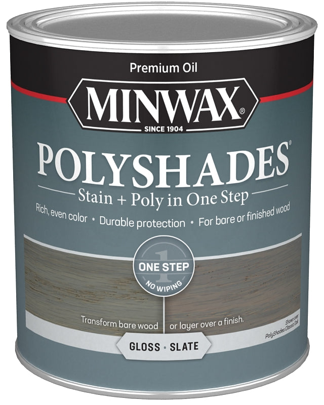 Minwax PolyShades 614984444 Interior Wood Stain, Gloss, Slate, Liquid ...