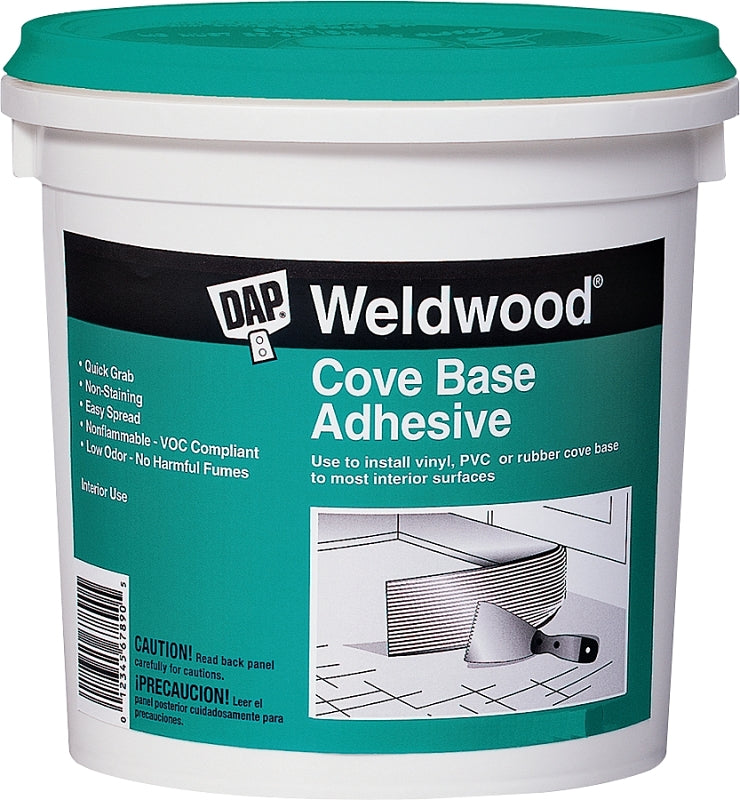 DAP 25053 Cove Base Construction Adhesive, Off-White, 1 qt, Can – Shell ...