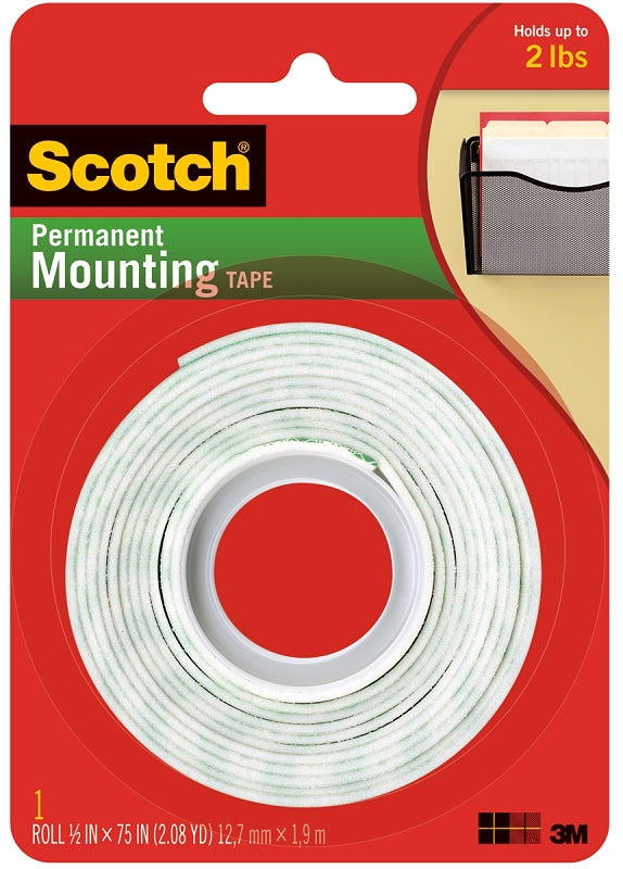 Scotch 110 Mounting Tape, 75 in L, 1/2 W, White – Shell Lumber and Hardware