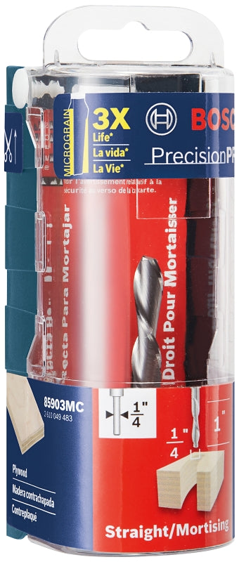 Bosch 85903MC Router Bit, 1/4 in Dia Cutter, 1 in L Cutting, 2-1/2 in ...