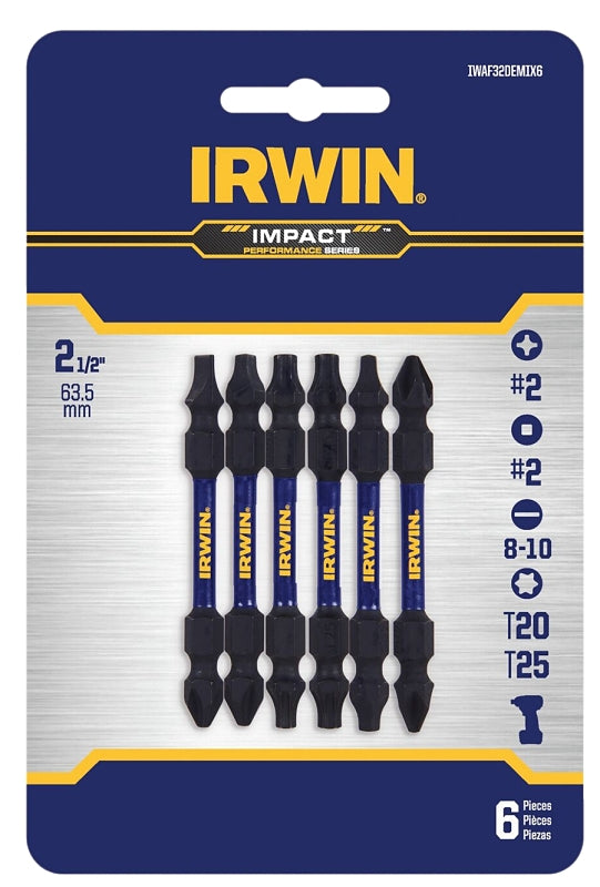 Irwin IWAF32DEMIX6 Double End Bit Set, Phillips, Square Drive, 1/4 in ...