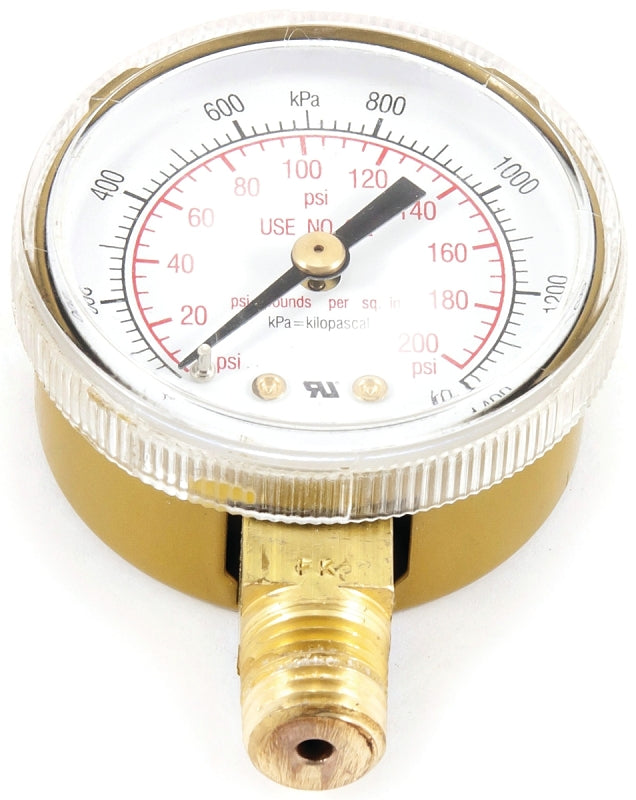 Forney 87729 Regulator Gauge, 0 to 200 psi Pressure, 1/4 in Connection ...