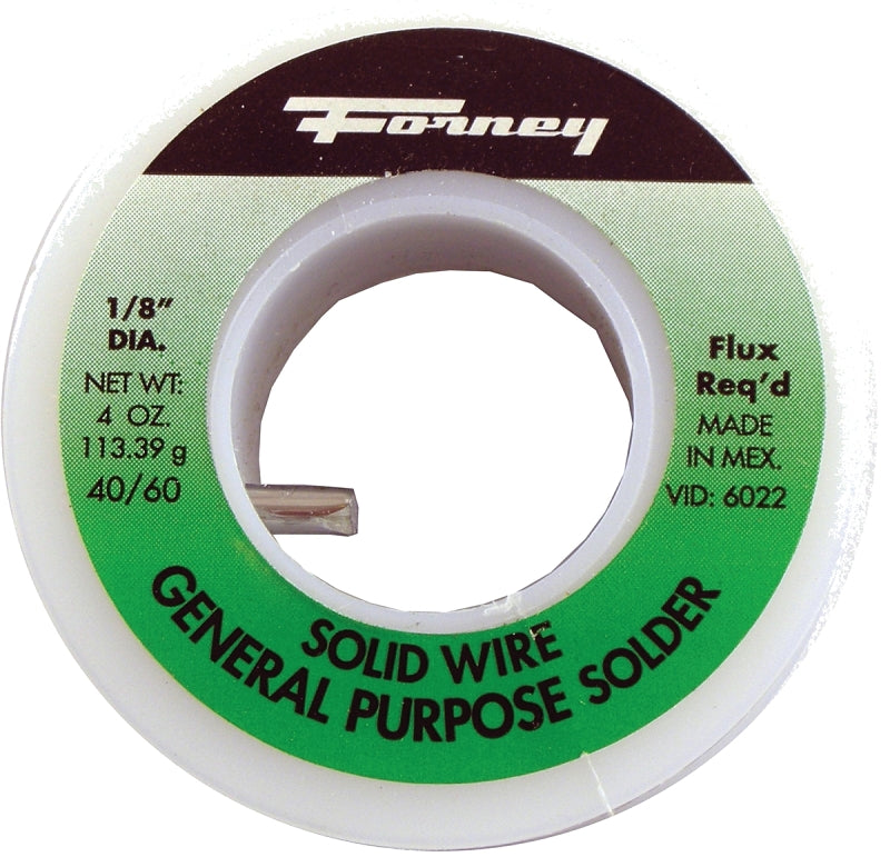 Forney 38110 Solder, 8 oz, Solid, Silver/White, 421 deg F Melting Poin ...
