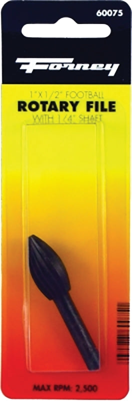 Forney 60075 Football Shaped Rotary File, 1/2 in Dia Cutting, 1/4 in D ...