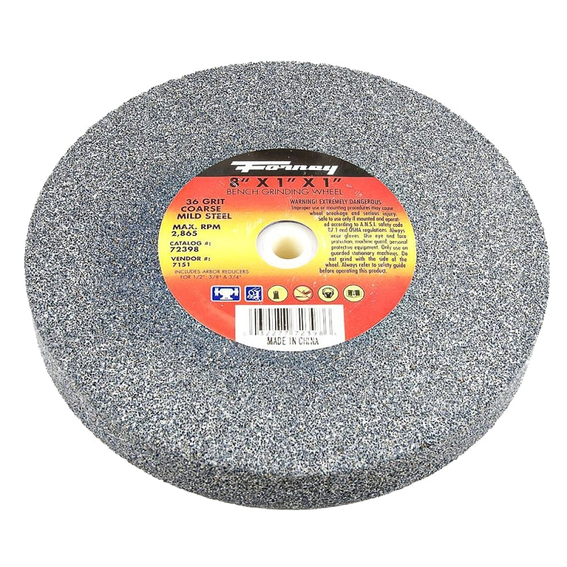 Forney 72398 Bench Grinding Wheel, 8 in Dia, 1 in Arbor, 36 Grit, Coar ...