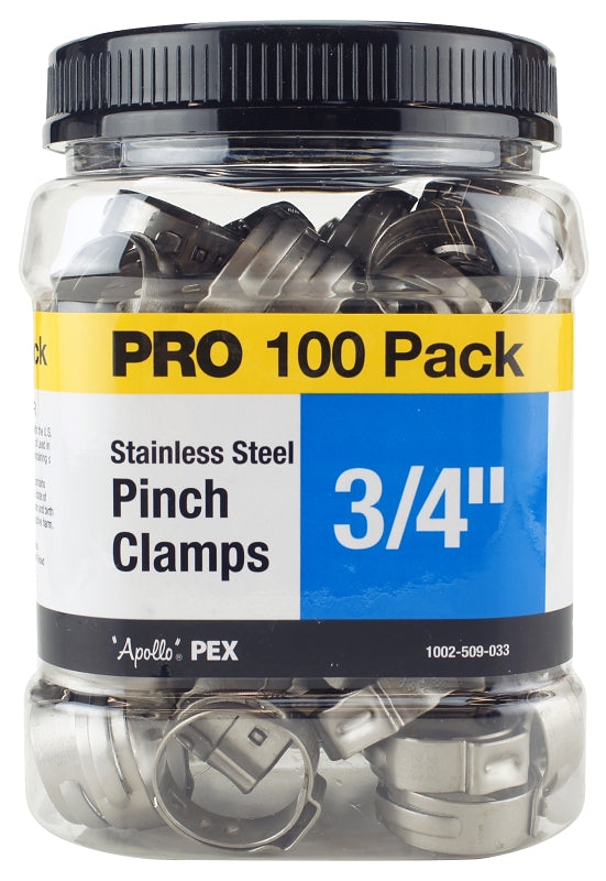 Apollo PXPC34100JR Pinch Clamp, 3/4 in, Stainless Steel, 100/PK – Shell ...