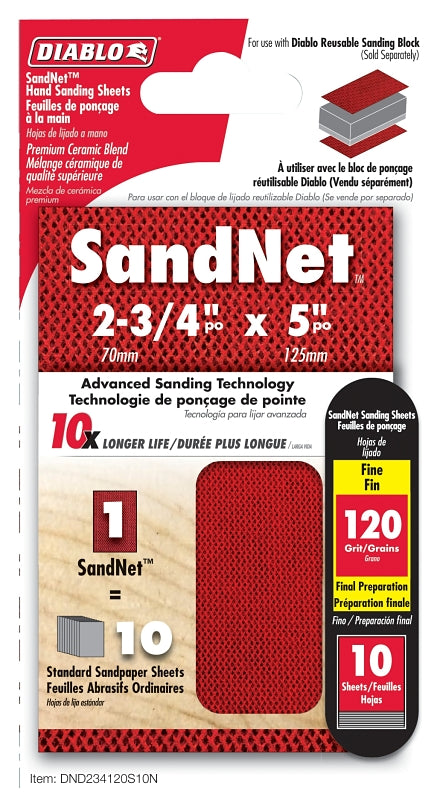 Diablo SandNet DND234120S10N Sanding Sheet, 2-3/4 in L, 120 Grit, Alum ...