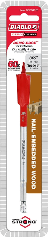 Diablo Demo Demon DSPD4020 Spade Bit, 5/8 in Dia, 6 in OAL, 1/4 in Dia ...