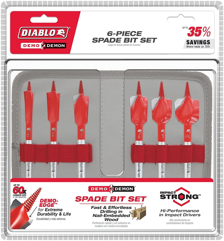 Diablo Demo Demon DSPD4920-S6 Spade Bit Set, 6-Piece, HSS – Shell ...
