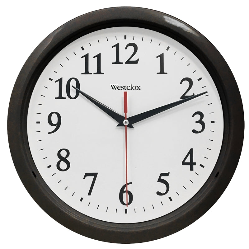 Westclox 461861 Clock, 10 in Dia, Round, Black Frame, Plastic Clock Fa ...