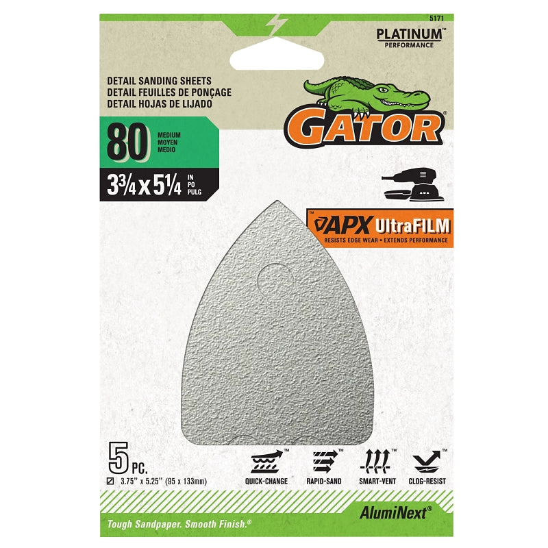 Gator 5171 Mouse Sander Abrasive Sheet, 5-1/4 in L, 3-3/4 in W, Medium ...