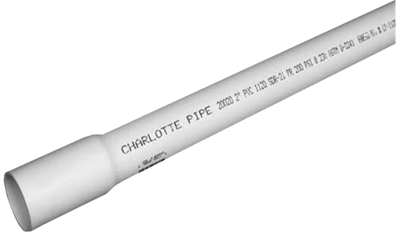Charlotte Pipe PVC 20020B 0600 Sewer and Drain Pipe, 2 in, 20 ft L, SC ...