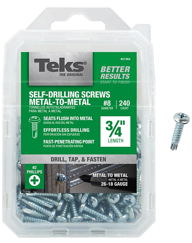 Teks 21364 Screw, #8 Thread, 3/4 in L, Coarse Thread, Pan Head, Philli ...