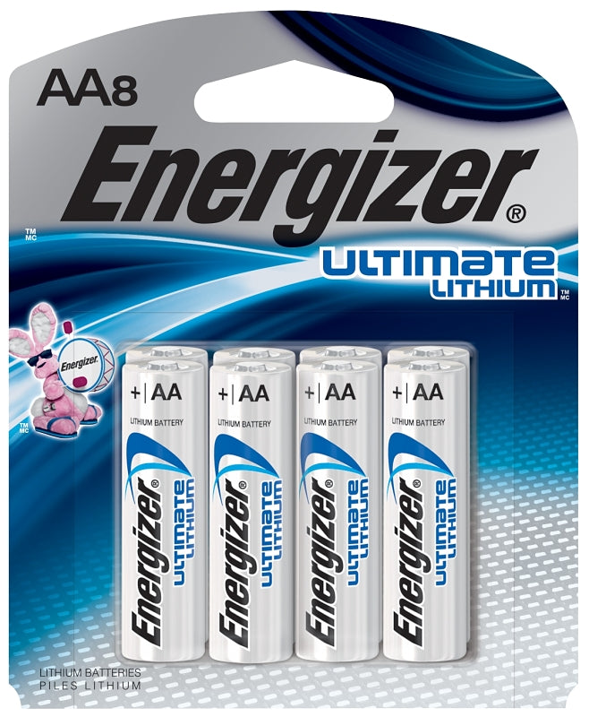 Energizer L91 Series L91SBP-8 Battery, 1.5 V Battery, AA Battery, Lith ...