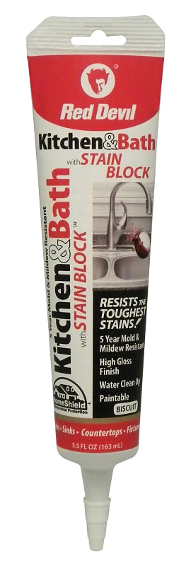 Red Devil STAIN BLOCK 0750 Series 075522 Kitchen and Bath Caulk, Biscu ...