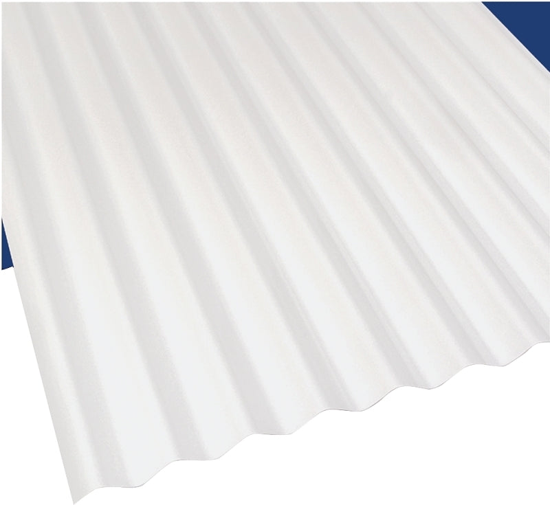 Sun N Rain 103694 Corrugated Roofing Panel, 12 ft L, 26 in W, PVC, Whi ...