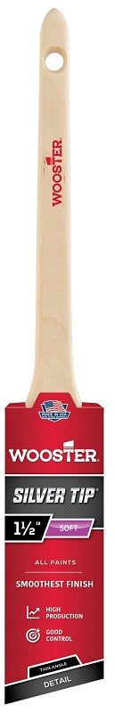 Wooster 5224-1-1/2 Paint Brush, Silver/White, Birch Hardwood Handle, 1 ...