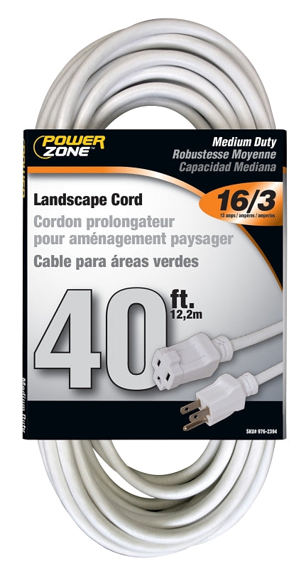 PowerZone OR883628 Extension Cord, 16 AWG Cable, 40 ft L, 125 V, White ...
