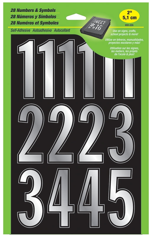 Hy-Ko MM-32N Prism Number Set, 2 in H Character, Silver Character, Vin ...