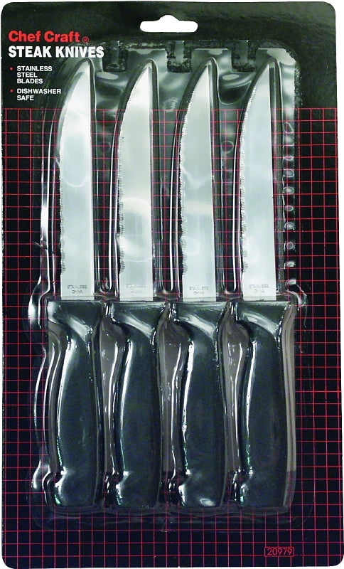 Chef Craft 20979 Steak Knife Set, 4-1/2 in L Blade, Stainless Steel Bl ...