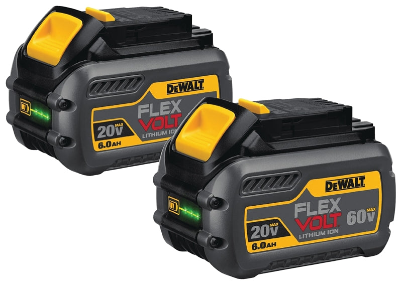DEWALT DCB606-2 Rechargeable Battery Pack, 20/60 V Battery, 6 Ah ...