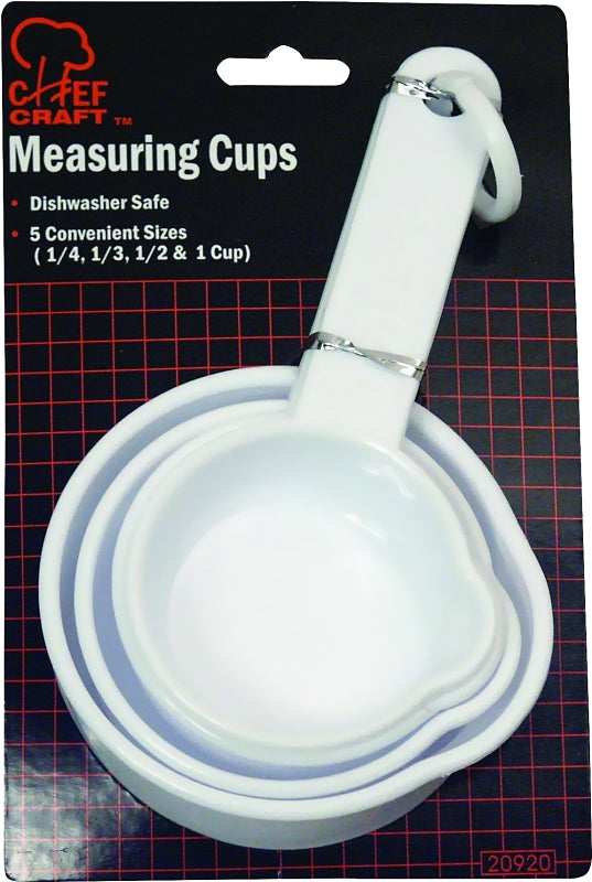 Chef Craft 20920 Measuring Cup Set, Metric Graduation, Plastic, White ...