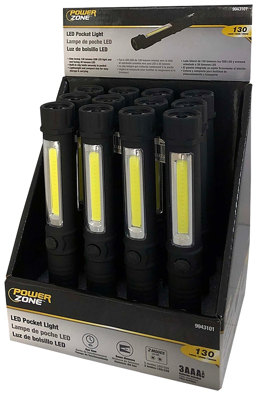 PowerZone 18101020 Pocket Flashlight, AAA Battery, LED Lamp, 130 Lumen ...