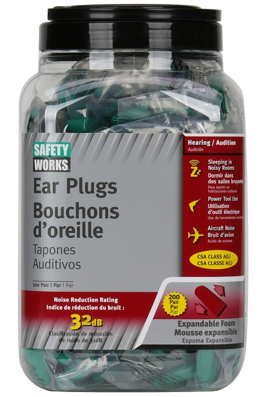 Safety Works SW10151070 Expandable Ear Plugs, 32 dB NRR, Foam Ear Plug ...