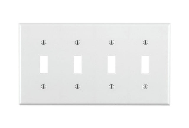 Leviton 001-88012-000 Wallplate, 4-1/2 in L, 2-3/4 in W, 4 -Gang, Ther ...