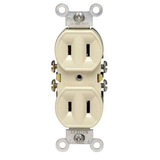 Leviton 006-00223-00I Duplex Receptacle, Thermoplastic, Ivory, 2-Pole ...